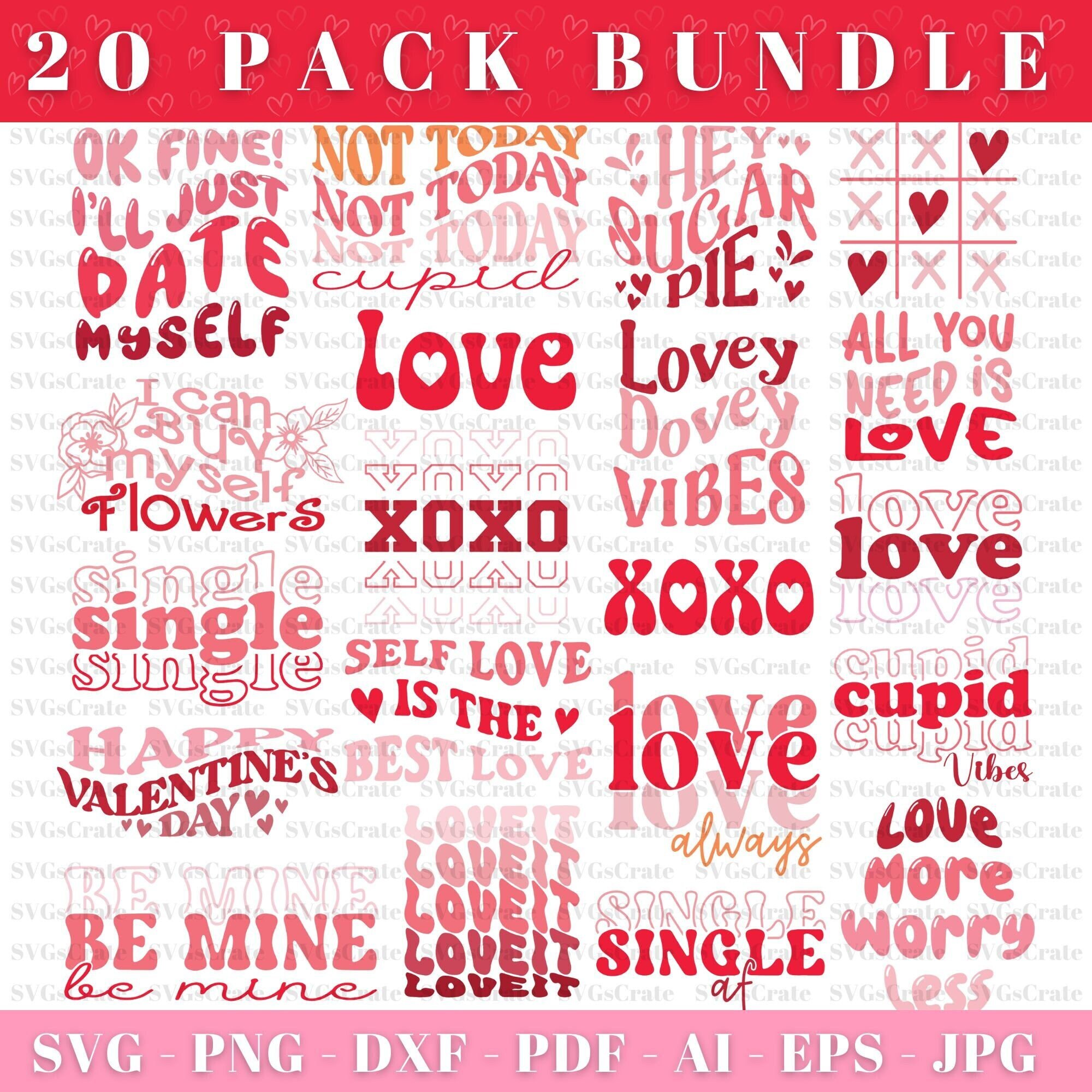 Retro Valentines Day SVG Bundle, Valentine Shirts Svg, Cute Valentines ...
