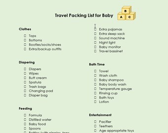 Baby Travel Care Checklist, Packing List for Babies, Travel Essentials ...