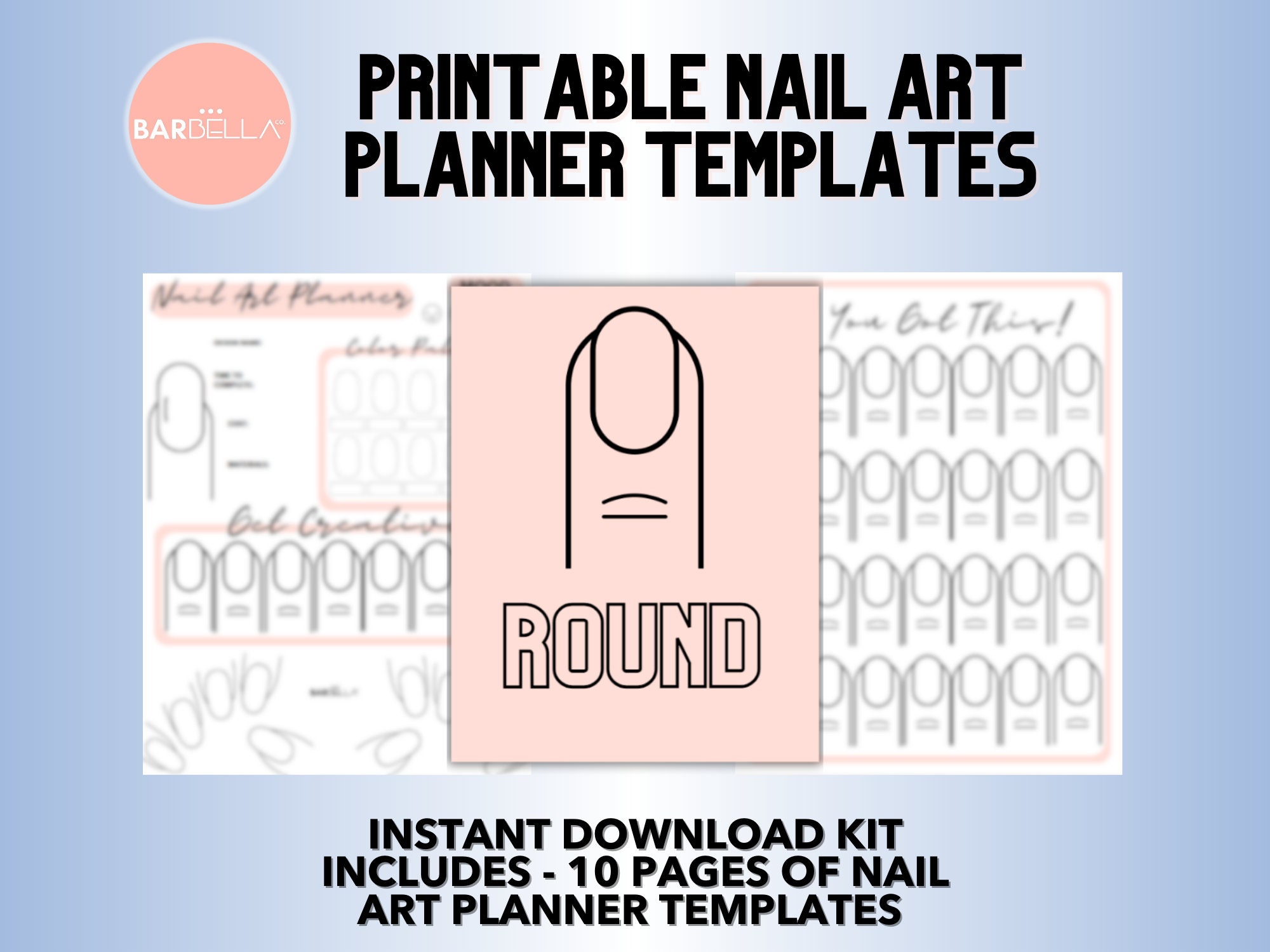 ROUND NAIL Art Templates - Instant Download - PRINTABLE Nail Design and ...
