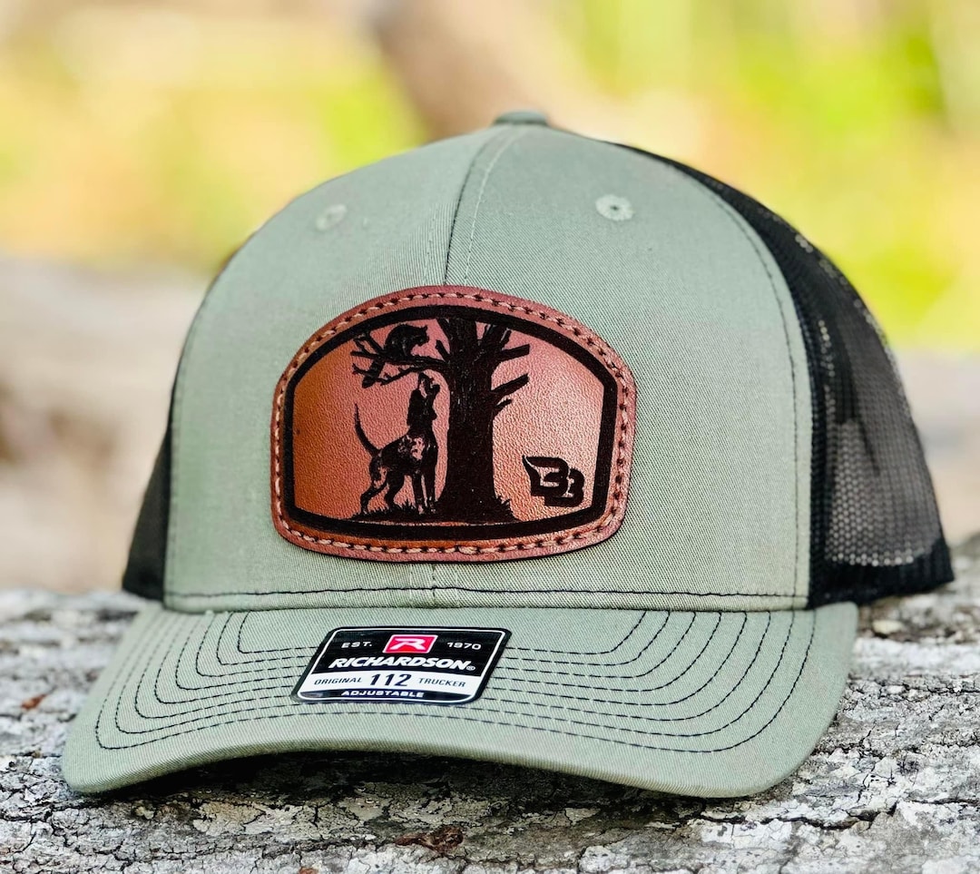Coon Hunting BB SEWN ON Leather Patch Hat | Genuine Leather ...