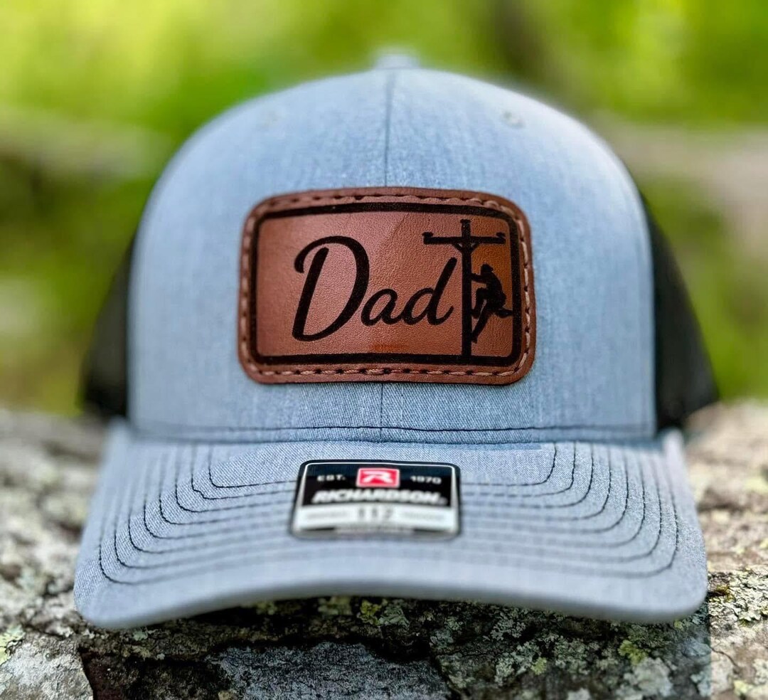 Lineman Dad Leather Patch Hat | Genuine Leather | SEWN ON PATCH - Etsy