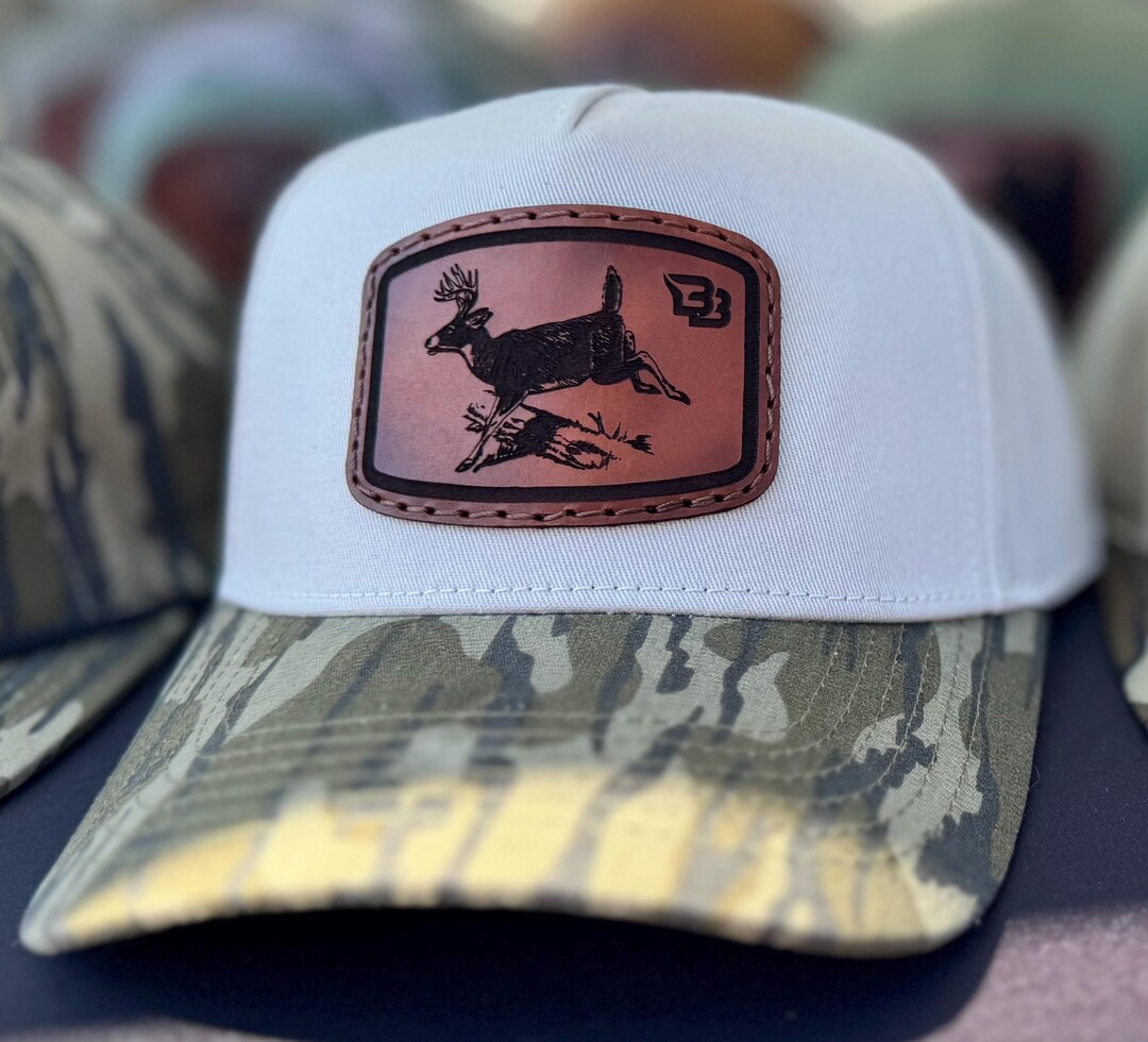 Retro Buck Leather Patch Hat, 7 Panel or 5 Panel - Etsy
