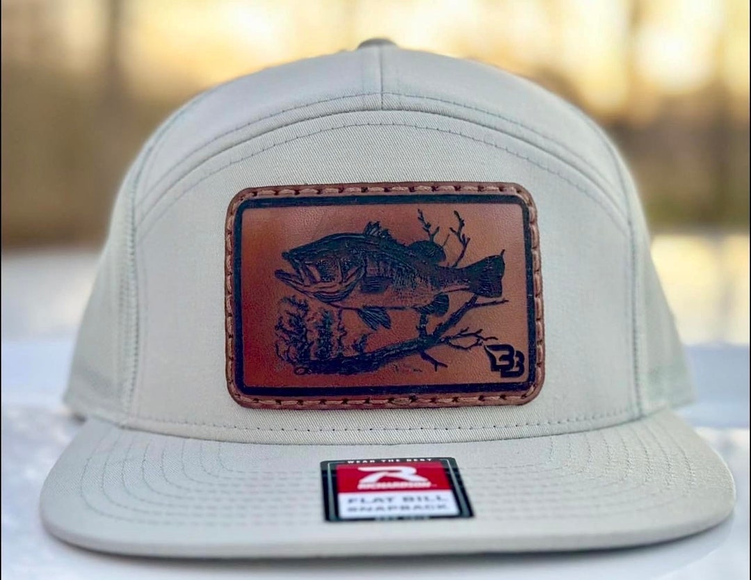 Bass Fishing Leather Patch Hat SEWN LEATHER PATCH - Etsy