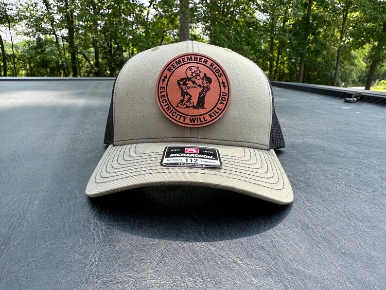 Retro Vintage Remember Kids Electricity Kills Leather Patch Richardson ...