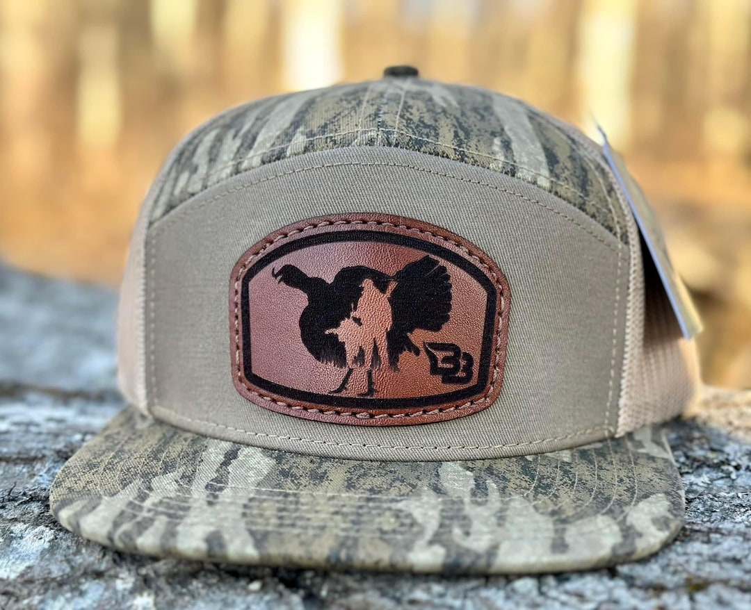 Turkey Hunting Leather Patch Hat Hunter With Gobbler SEWN LEATHER PATCH - Etsy