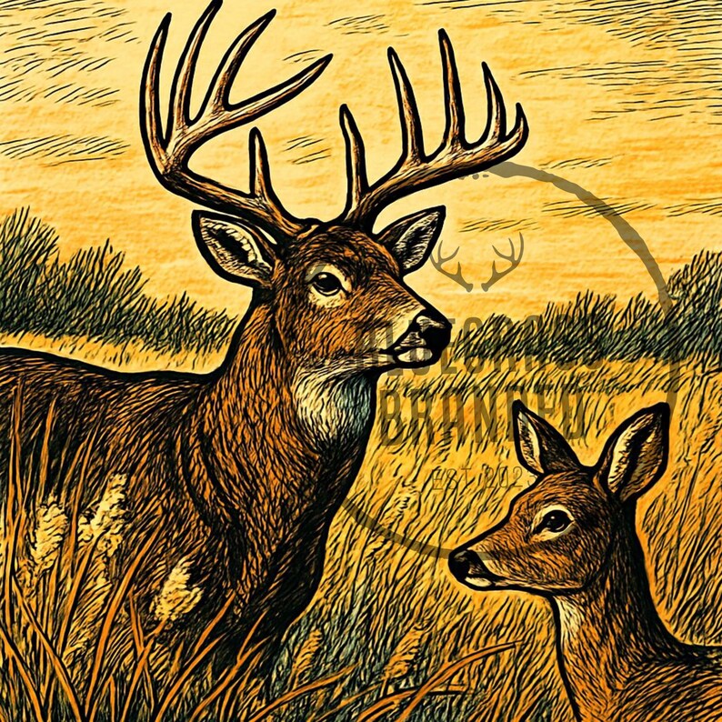 Whitetail Buck and Doe Rut PNG Digital File Only - Etsy
