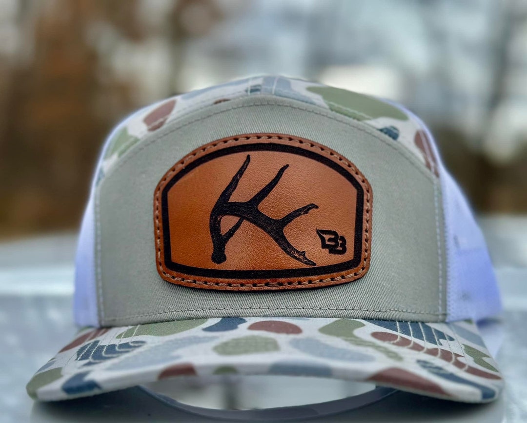 Deer Antler Shed Leather Patch Hat SEWN LEATHER PATCH - Etsy