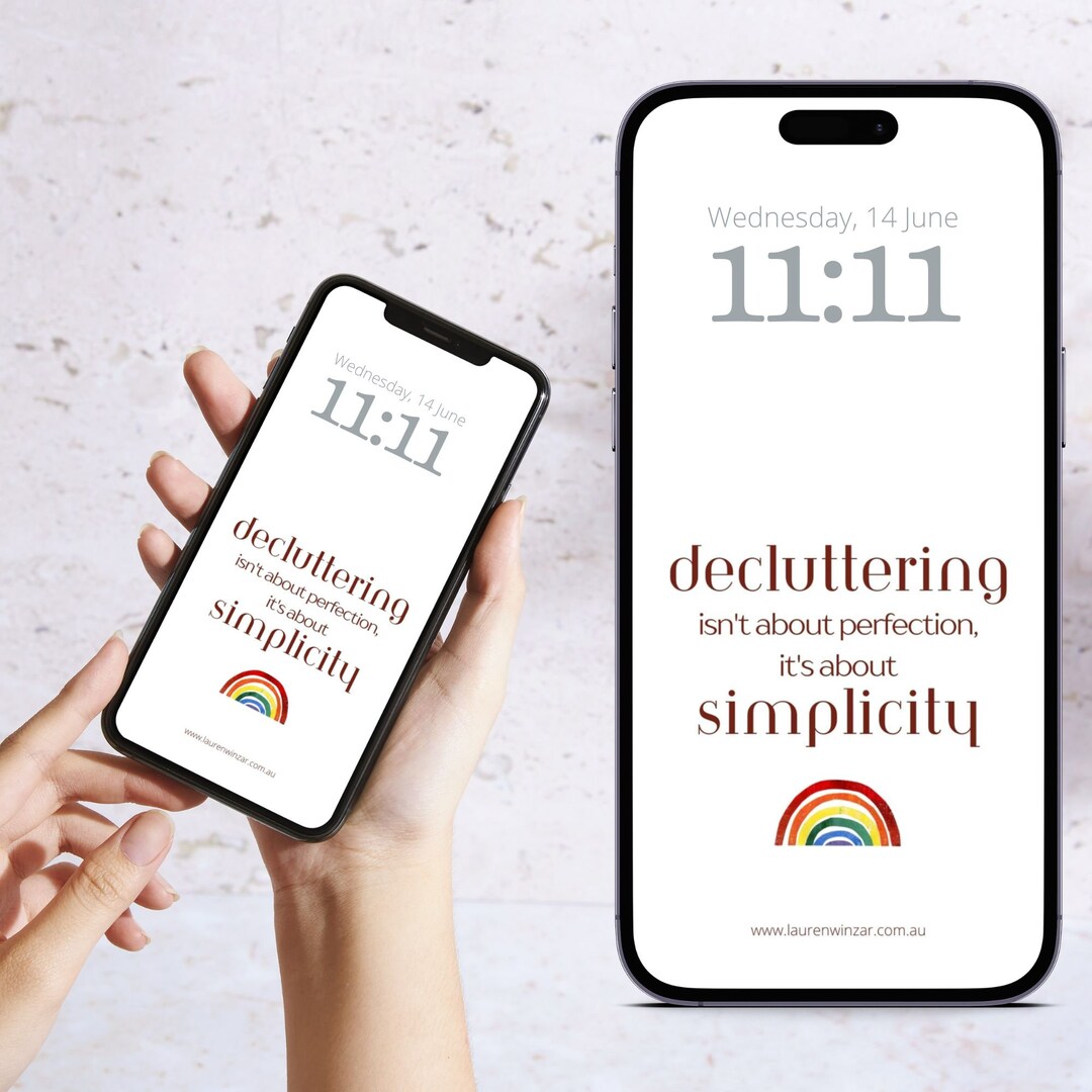 DECLUTTERING Inspirational Phone Wallpaper, Cute Rainbow Art ...