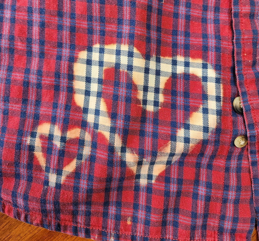 Bleached Flannel "hearts 4 You" - Etsy