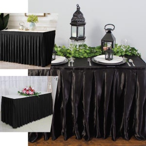 17FT Satin Table Skirt Glossy Pleated Table Drape - Etsy