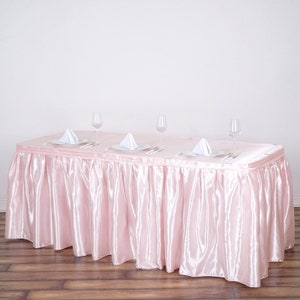17FT Satin Table Skirt Glossy Pleated Table Drape - Etsy