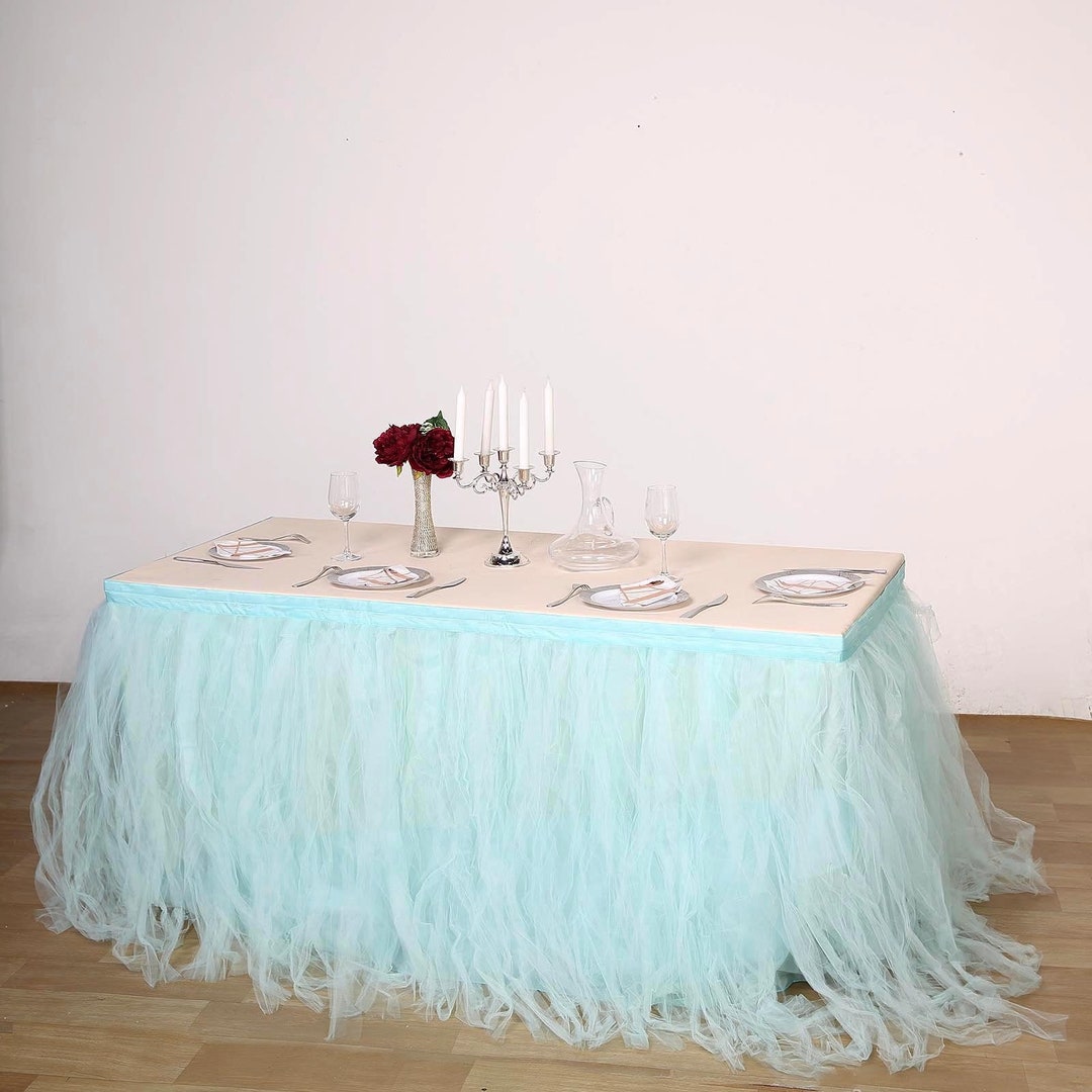 14 FT 4 Layer Tulle Tutu Pleated Table Skirts - Etsy