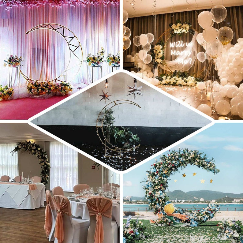 7 5ft Gold Metal Crescent Moon Wedding Arch Stand Curved Etsy