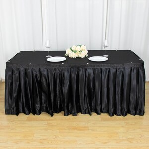 17FT Satin Table Skirt Glossy Pleated Table Drape - Etsy
