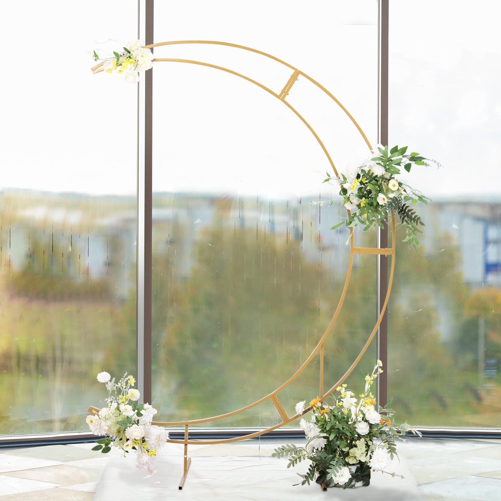 7 5ft Gold Metal Crescent Moon Wedding Arch Stand Curved Etsy