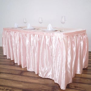 17FT Satin Table Skirt Glossy Pleated Table Drape - Etsy