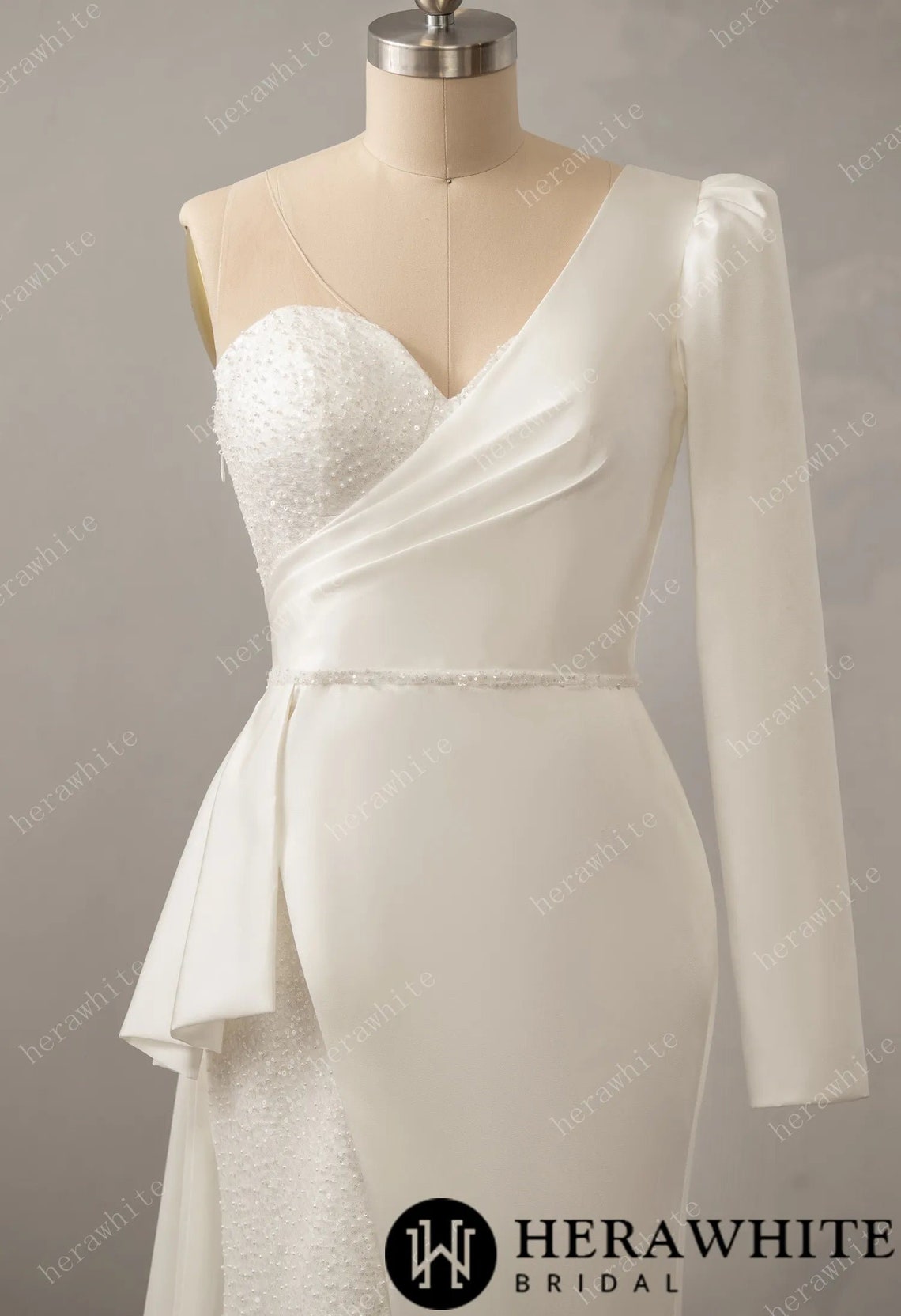 Sweetheart Neckline Wedding Dress With One Shoulder - Etsy