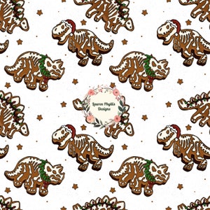 Gingerbread Dinosaur Christmas Cookies Hand Drawn Seamless File Design ...