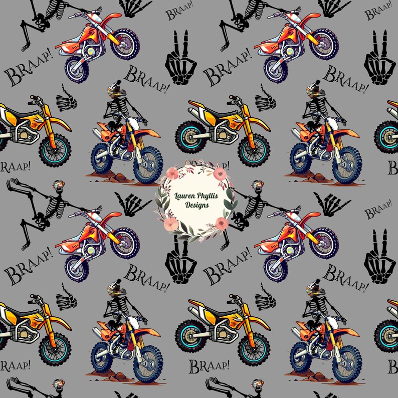 Skeleton Dirt Biking Seamless Pattern: Braap Design (digital Download) - Etsy