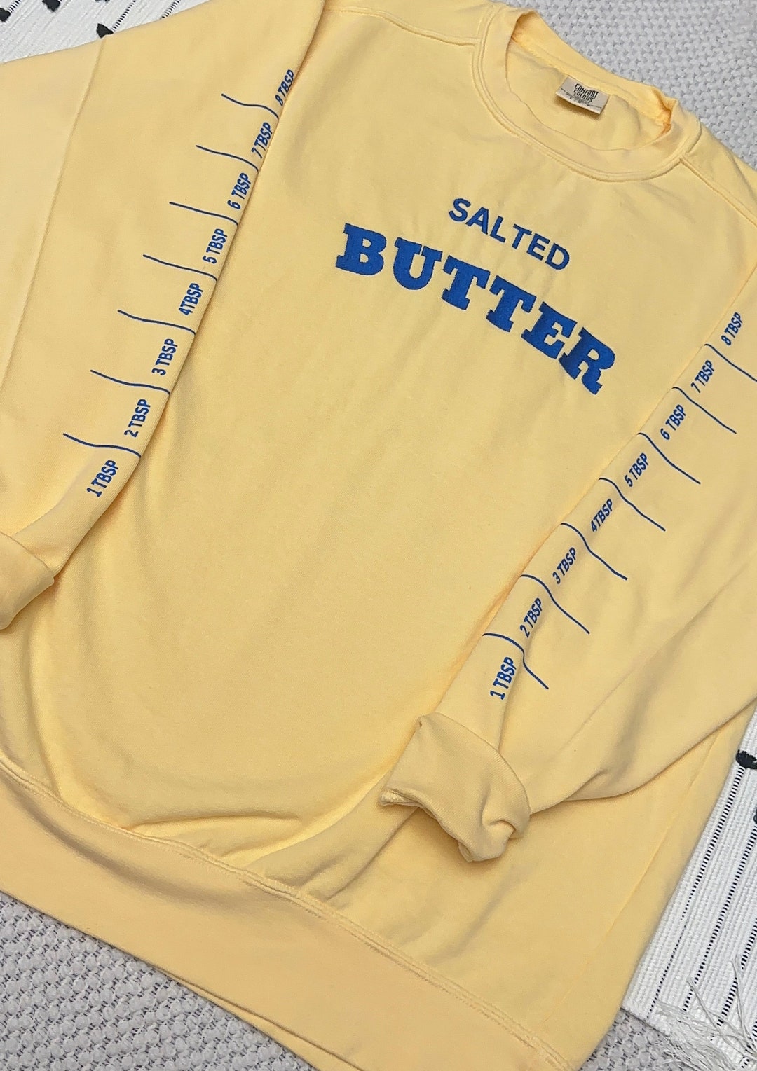 Salted Butter Embroidered Sweatshirt With Printed Measurements , Butter ...