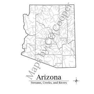 Map of Arizona's Rivers Creeks and Stream Downloadable and Printable ...