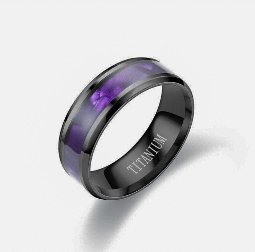 Titanium Steel Ring Men's Classic Black Purple Ring - Etsy