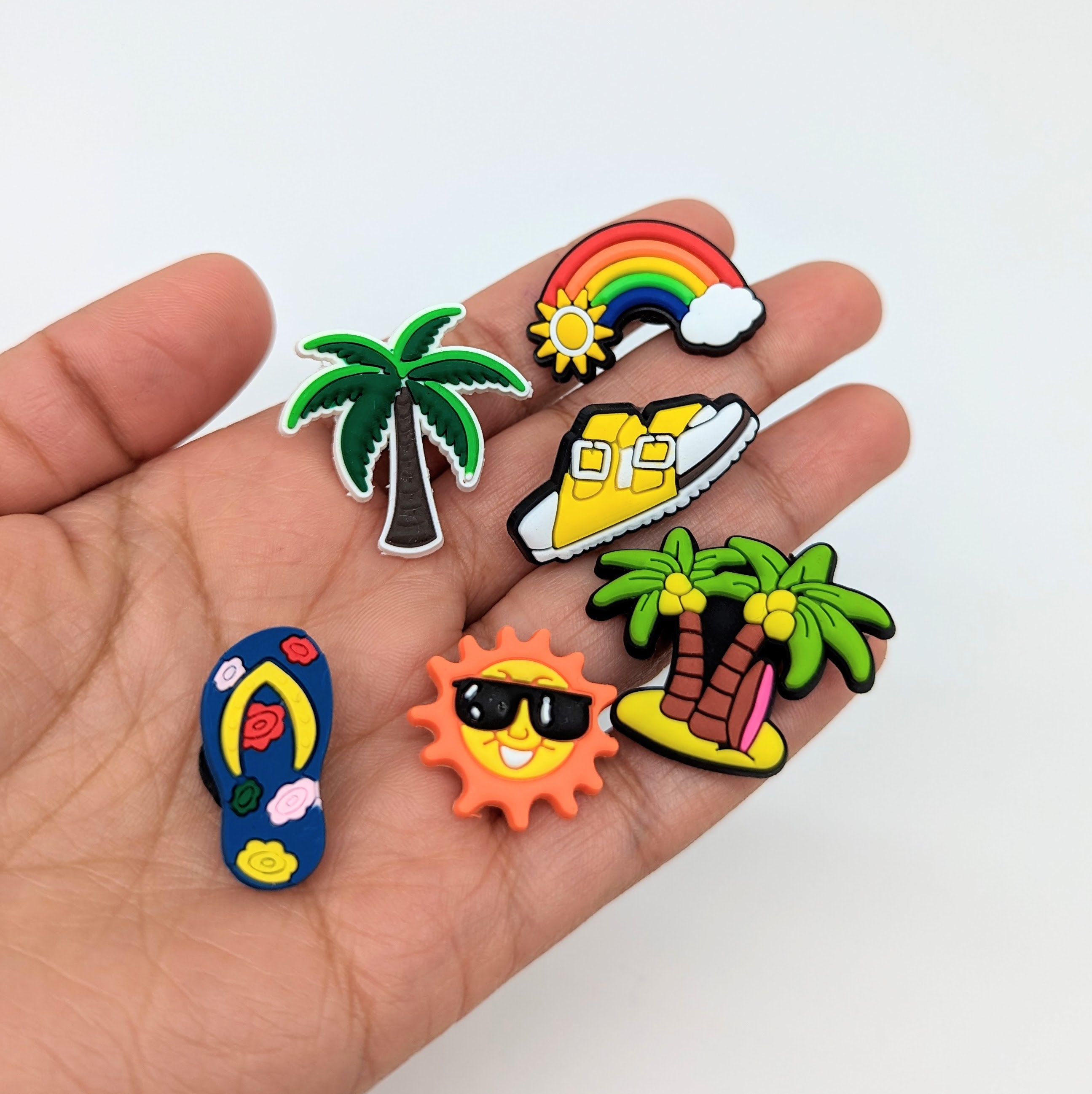 Tropical Holiday Croc Charms Palm Tree Rainbow Sunshine Charms Jibbitz ...