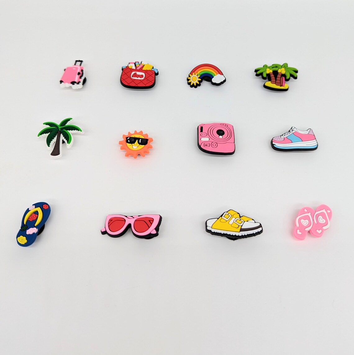 Tropical Holiday Croc Charms Palm Tree Rainbow Sunshine Charms Jibbitz ...