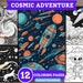 Outerspace Adventure Grayscale Coloring Book Pages for Adults, for Kids ...