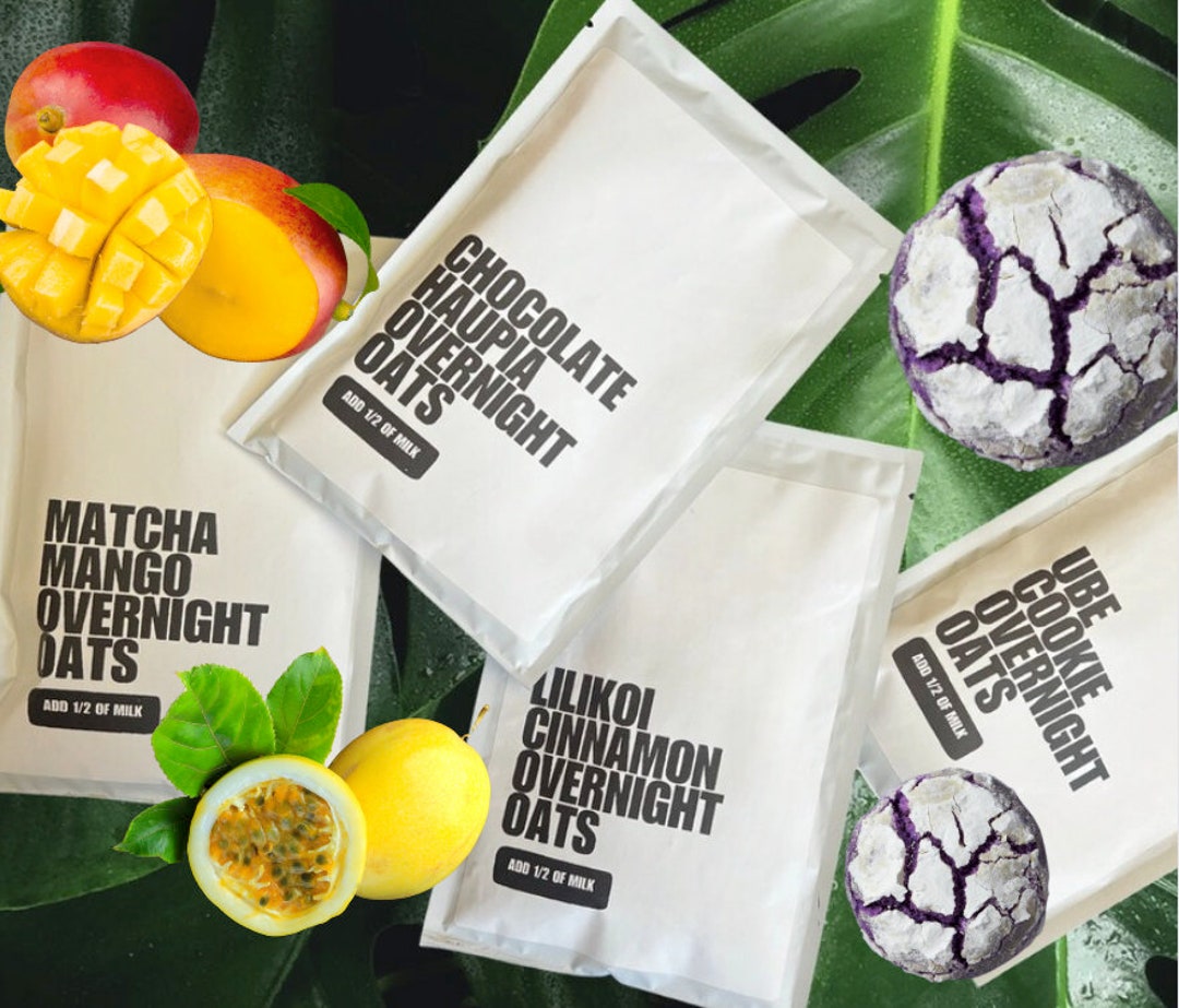 Hawaiian Overnight Oats, Matcha Mango, Ube Cookie, Chocolate Haupia ...