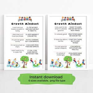 Growth Mindset Poster Classroom Decor School Psychologist Motivational ...