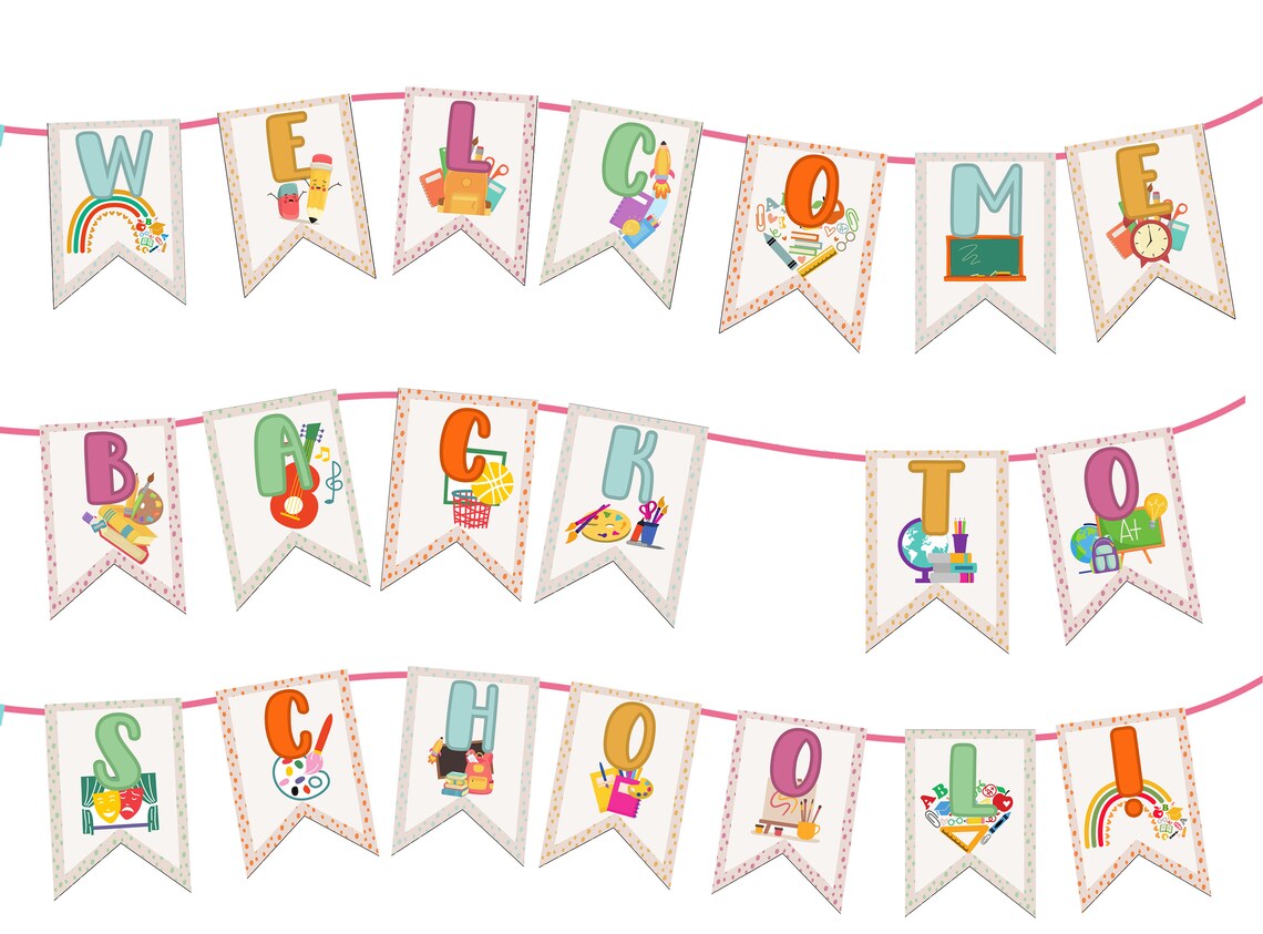 Back to School Banner Flags Welcome Back to School Classroom - Etsy