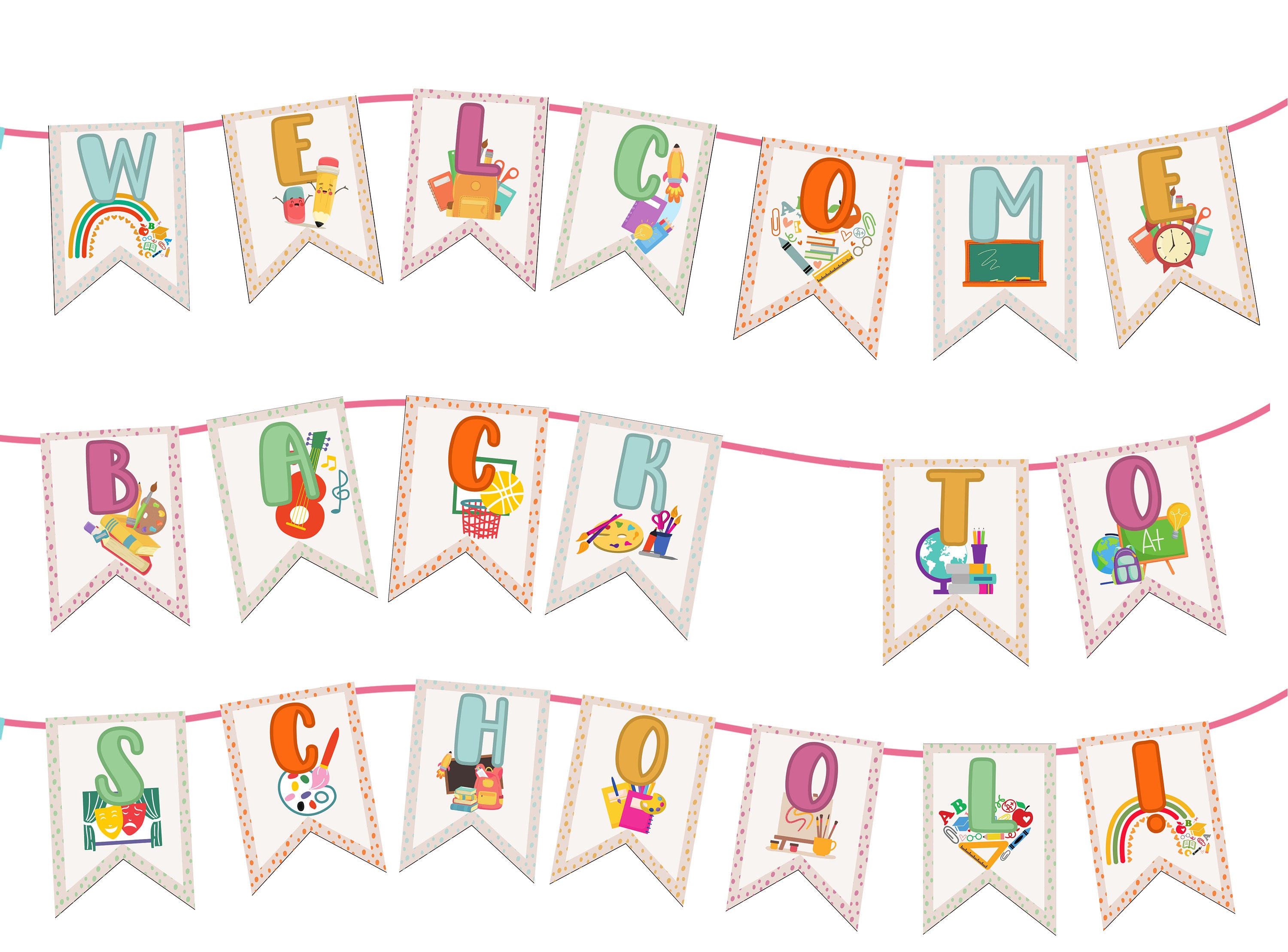 Back to School Banner Flags Welcome Back to School Classroom - Etsy