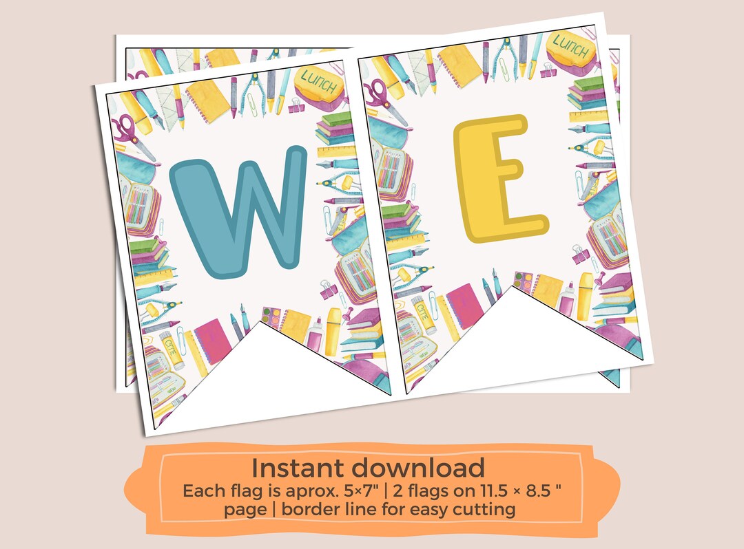 Back to School Banner Flags Welcome Back to School Classroom Decoration ...