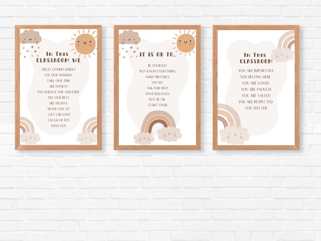 Educational Posters Boho Classroom Decor Rules Poster Homeschool Prints ...