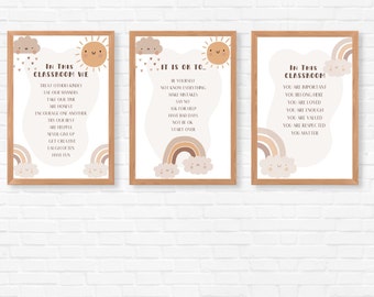 Educational Posters Boho Classroom Decor Rules Poster Homeschool Prints ...