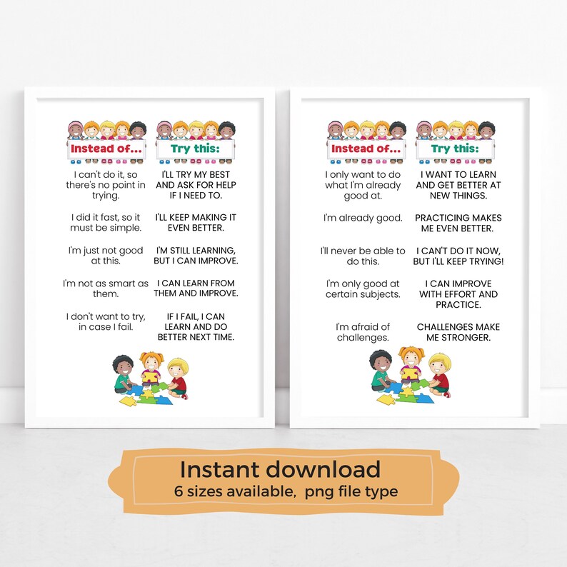 Growth Mindset Poster School Psychologist Classroom Decor Motivational ...