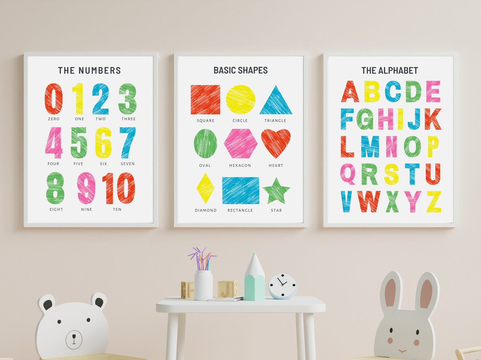 ABC Shapes Numbers Poster: Educational Classroom Decor (digital ...