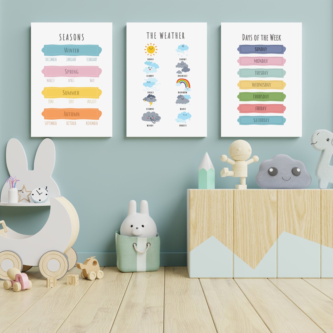 Educational Posters Weather Poster Months Poster Playroom - Etsy