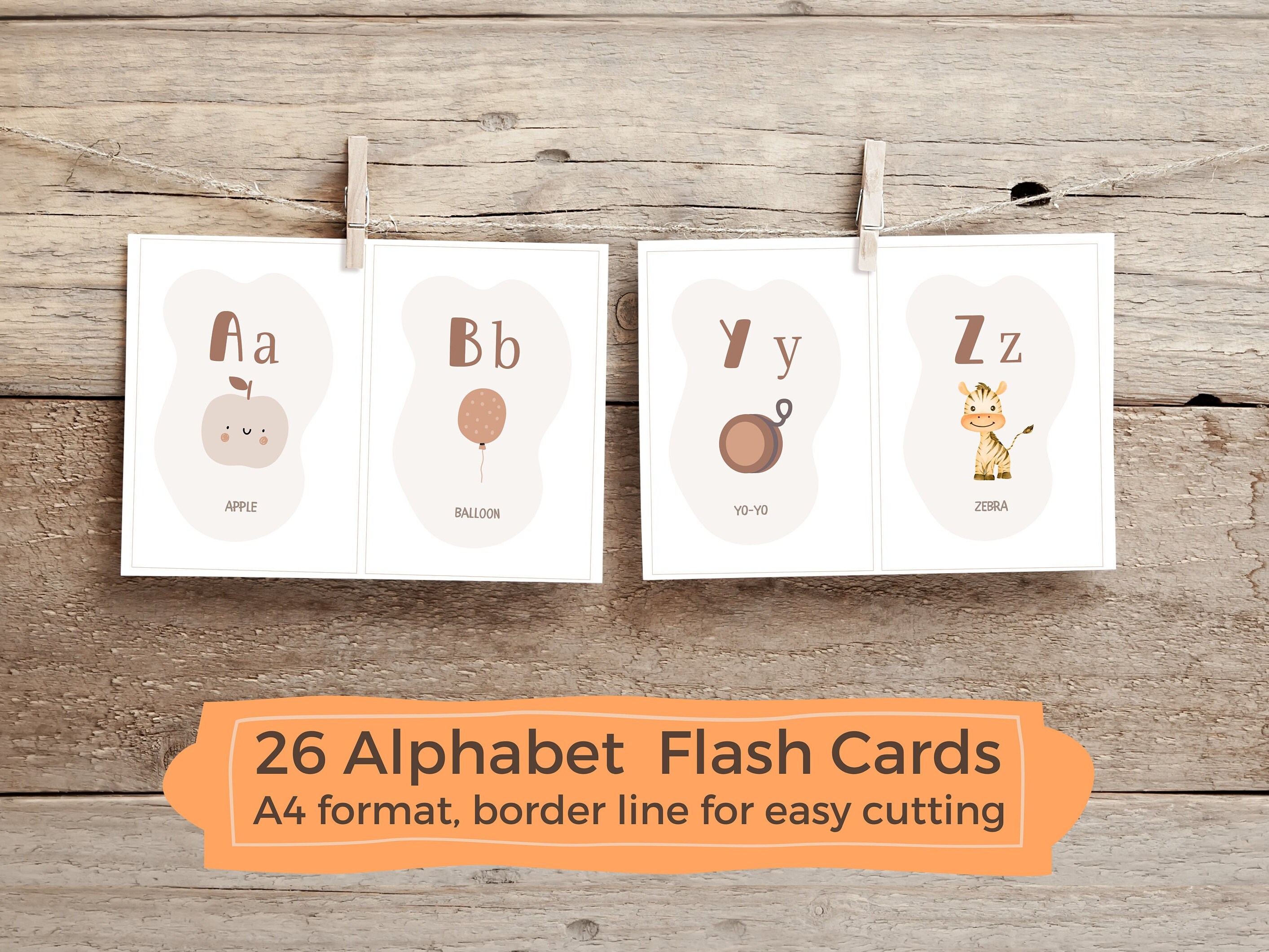 Alphabet Flash Cards Educational Posters Boho Classroom Decor Letters ...