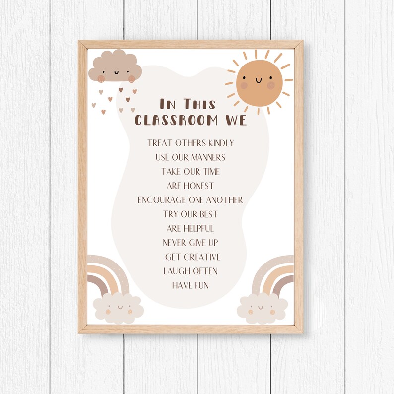 Educational Posters Boho Classroom Decor Rules Poster - Etsy