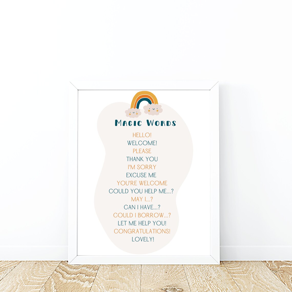 Educational Posters Boho Classroom Decor Magic Words Poster Homeschool ...