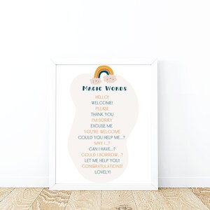 Educational Posters Boho Classroom Decor Magic Words Poster Homeschool ...