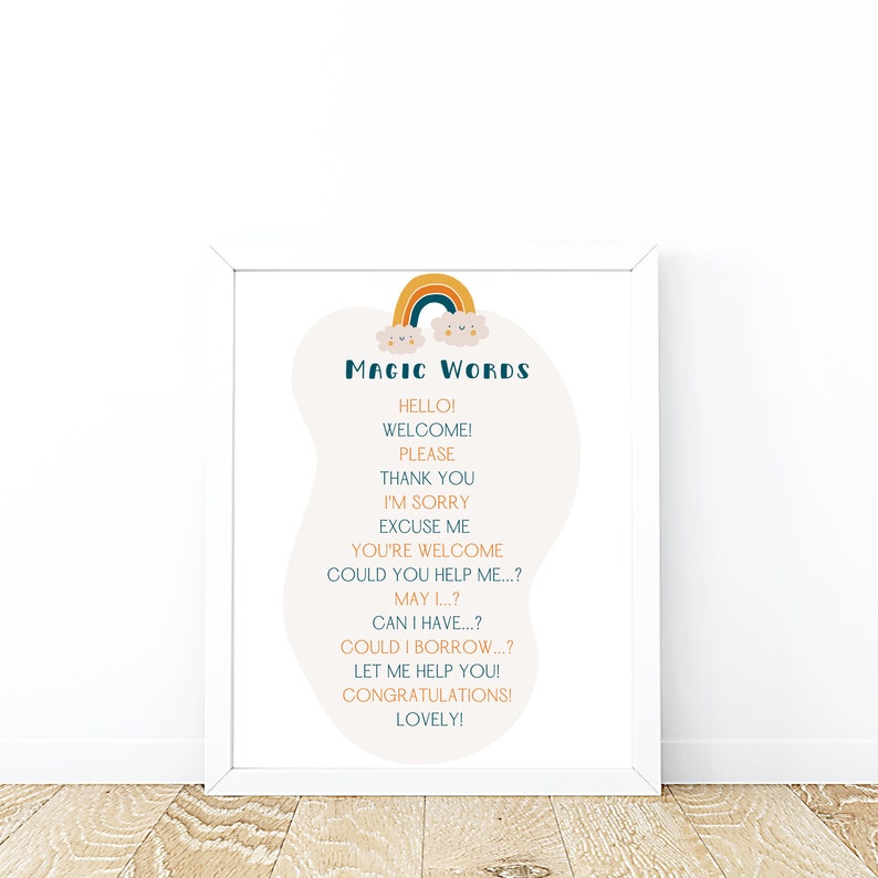 Educational Posters Boho Classroom Decor Magic Words Poster Homeschool ...