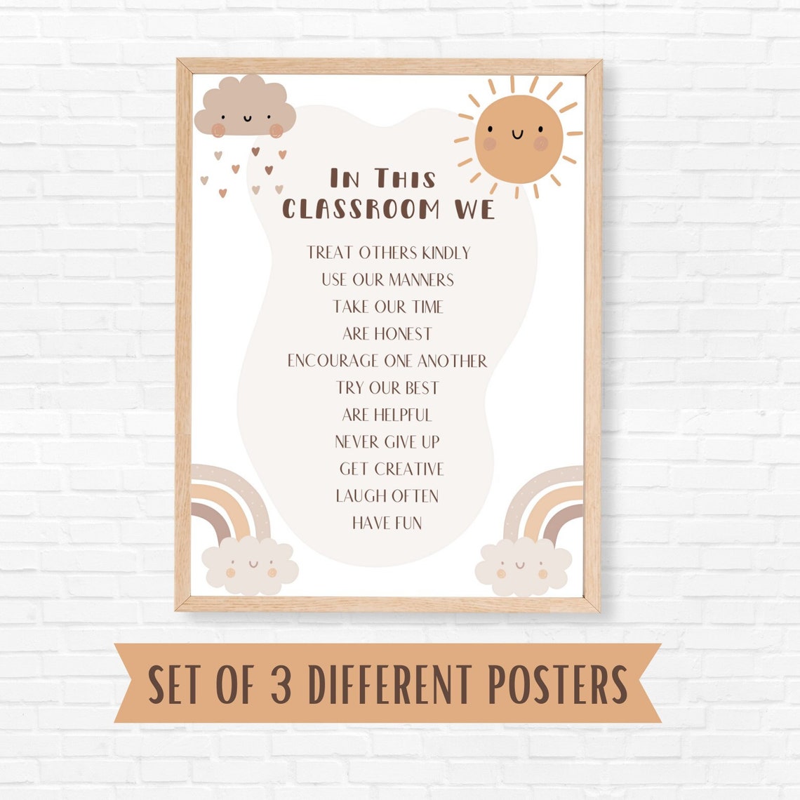 Educational Posters Boho Classroom Decor Rules Poster Homeschool Prints ...