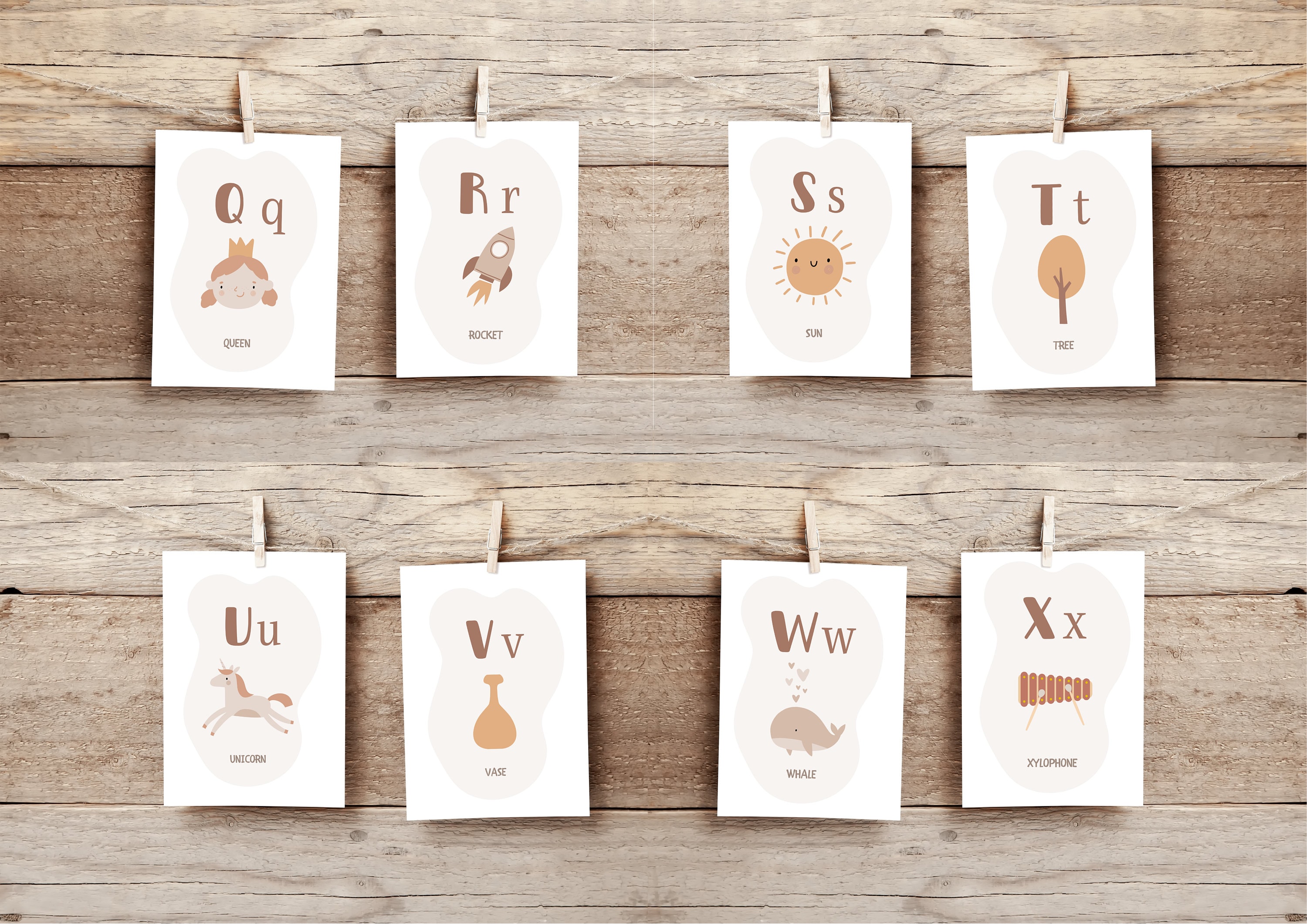 Alphabet Flash Cards Educational Posters Boho Classroom Decor Letters ...