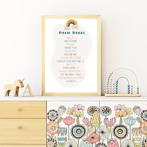 Educational Posters Boho Classroom Decor Magic Words Poster Homeschool ...