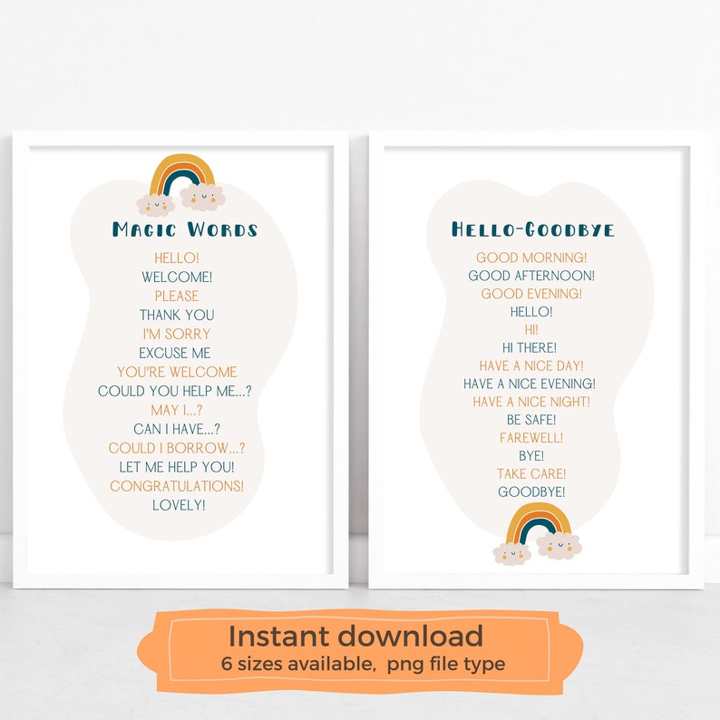 Educational Posters Boho Classroom Decor Magic Words Poster Homeschool ...