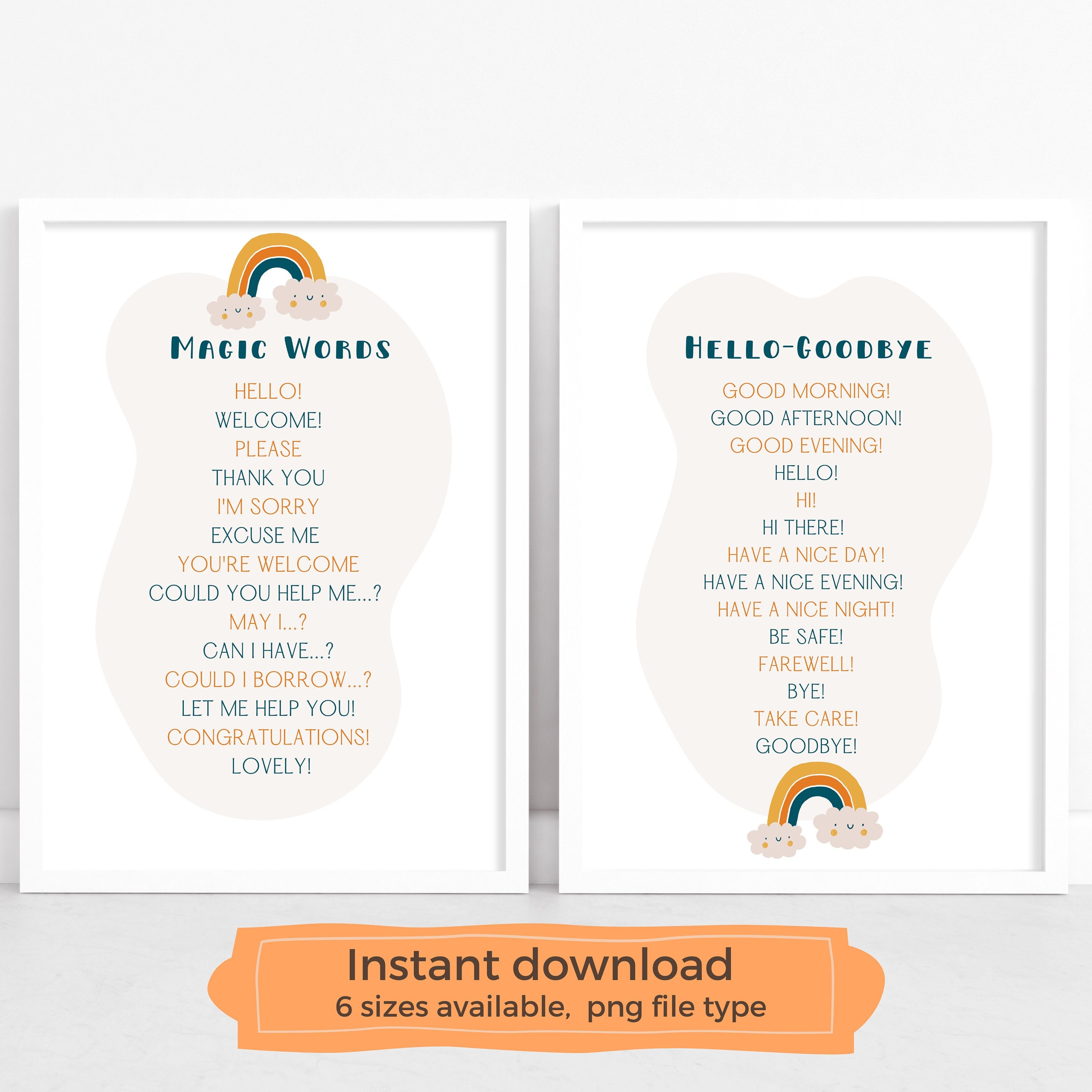 Educational Posters Boho Classroom Decor Magic Words Poster Homeschool ...