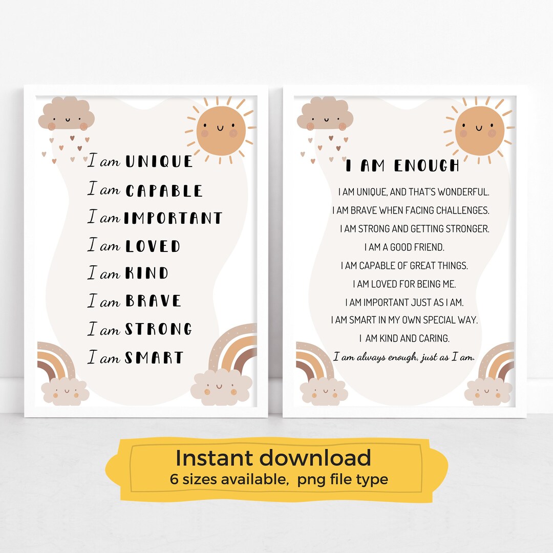 I Am Enough Poster: Boho Kids Classroom Decor (digital Download) - Etsy